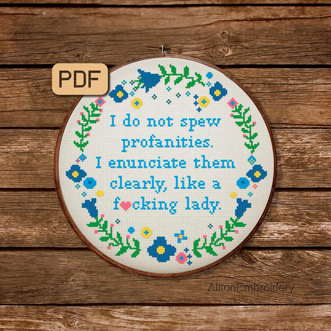 Funny Profanity Cross Stitch Pattern: Subversive Embroidery (PDF ...