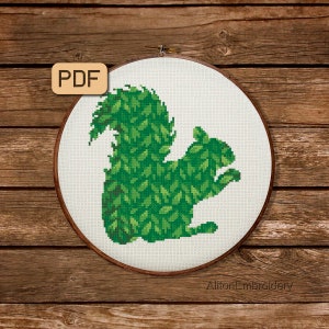 Squirrel Cross Stitch Pattern Animal Cross Stitch PDF Nature Embroidery ...