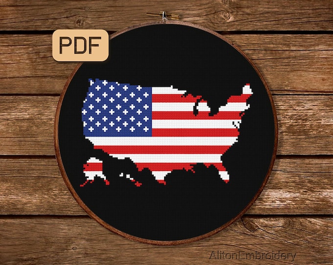 Ohio State State Map Modern Cross Stitch Pattern PDF, American Flag ...