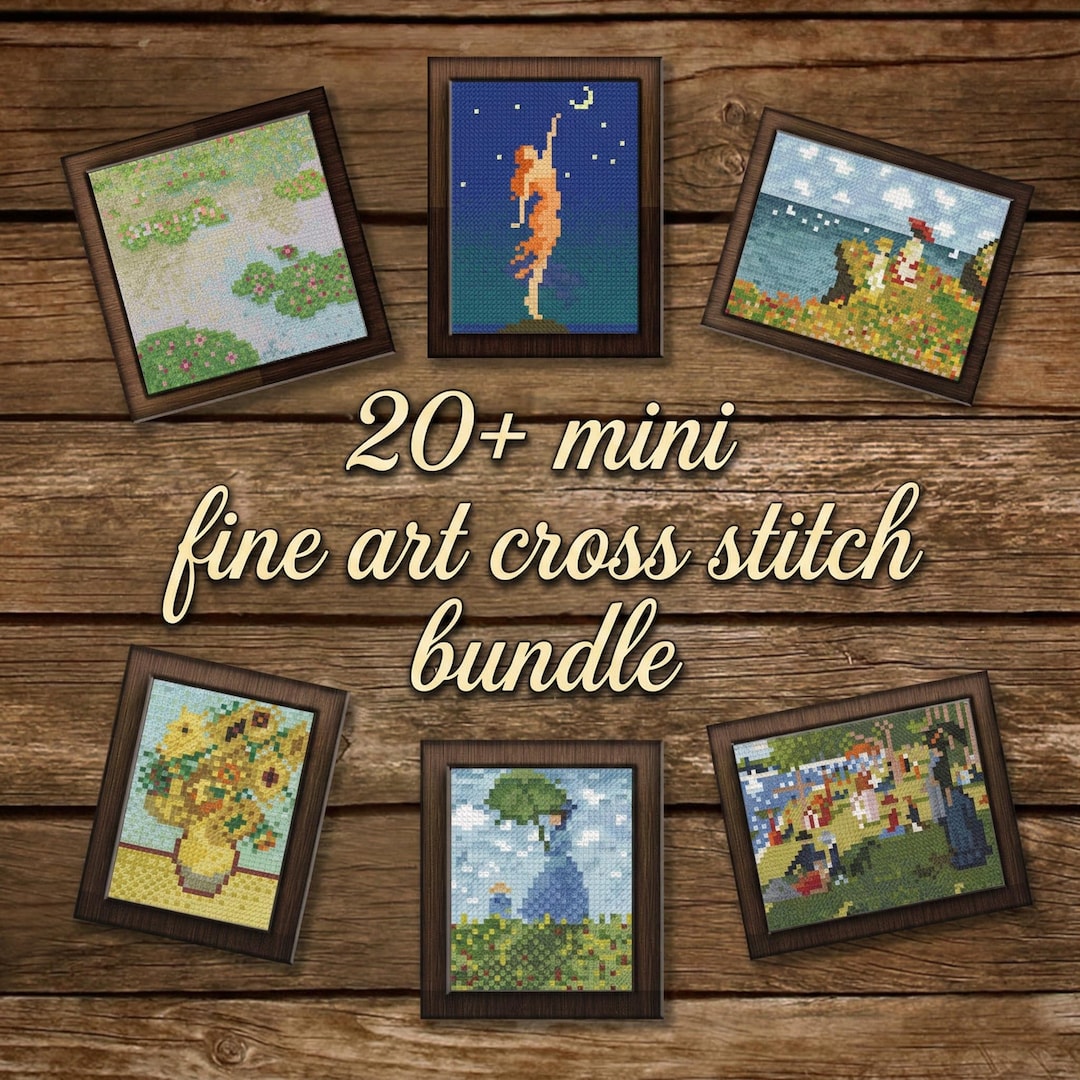 Mini Fine Art Cross Stitch Patterns Bundle: Tiny Famous Painting ...