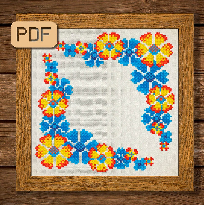 Flower Border Cross Stitch Pattern Floral Border Cross Stitch | Etsy