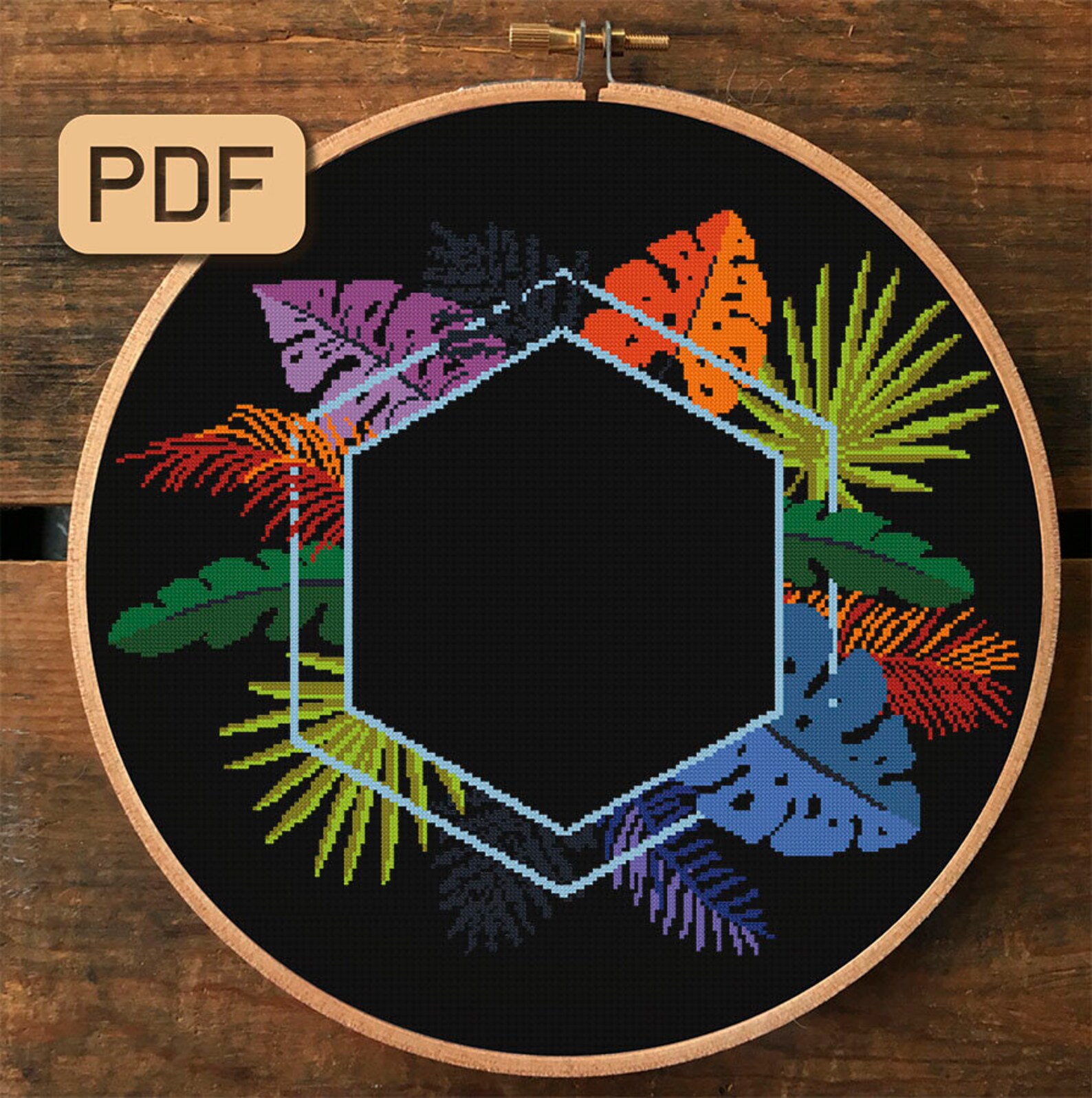 Leaf Border Cross Stitch Pattern PDF Tropical - Etsy