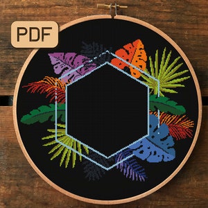 Leaf Border Cross Stitch Pattern PDF Tropical - Etsy