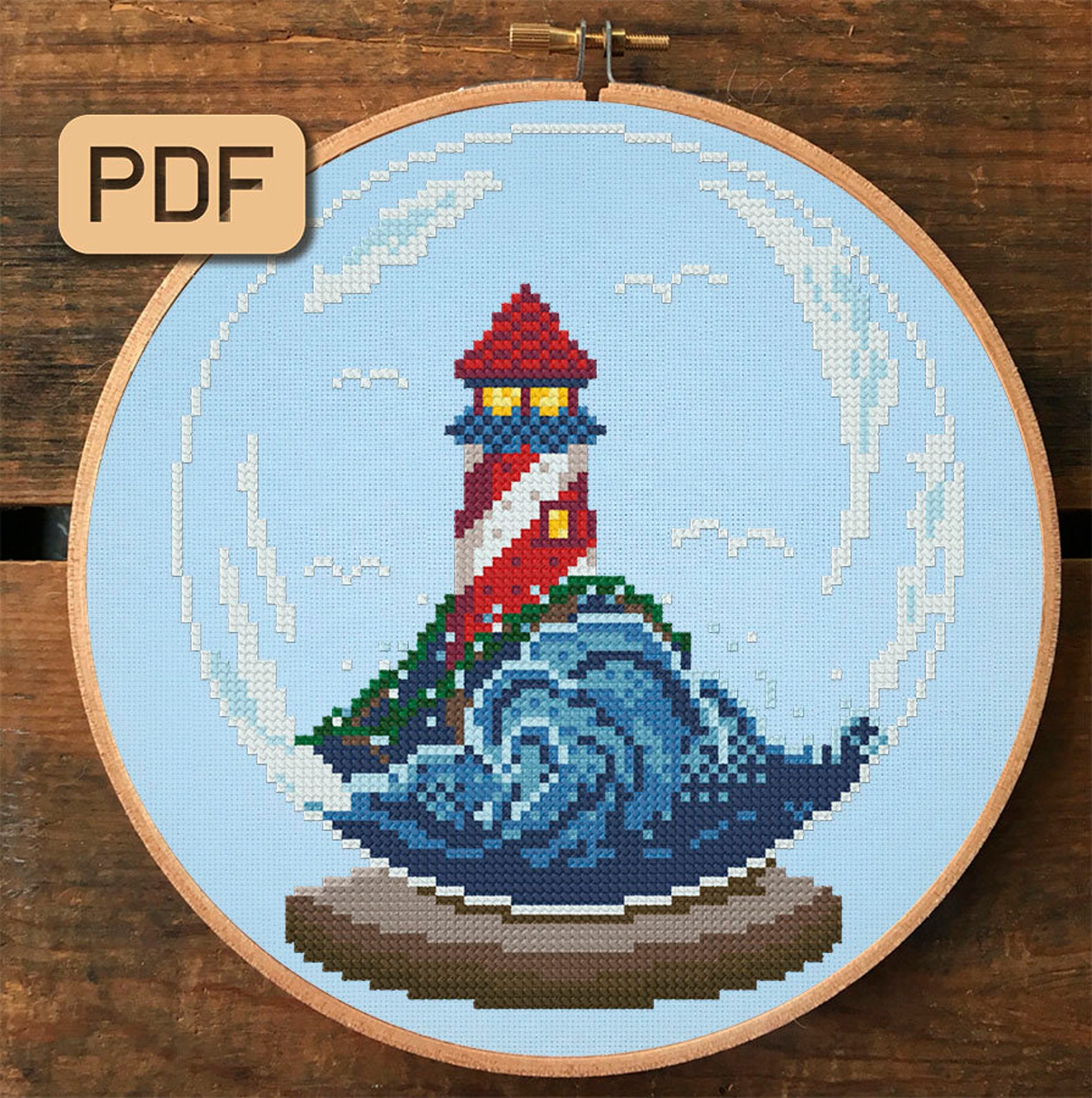 Lighthouse Cross Stitch Pattern Landscape Needlepoint Easy - Etsy