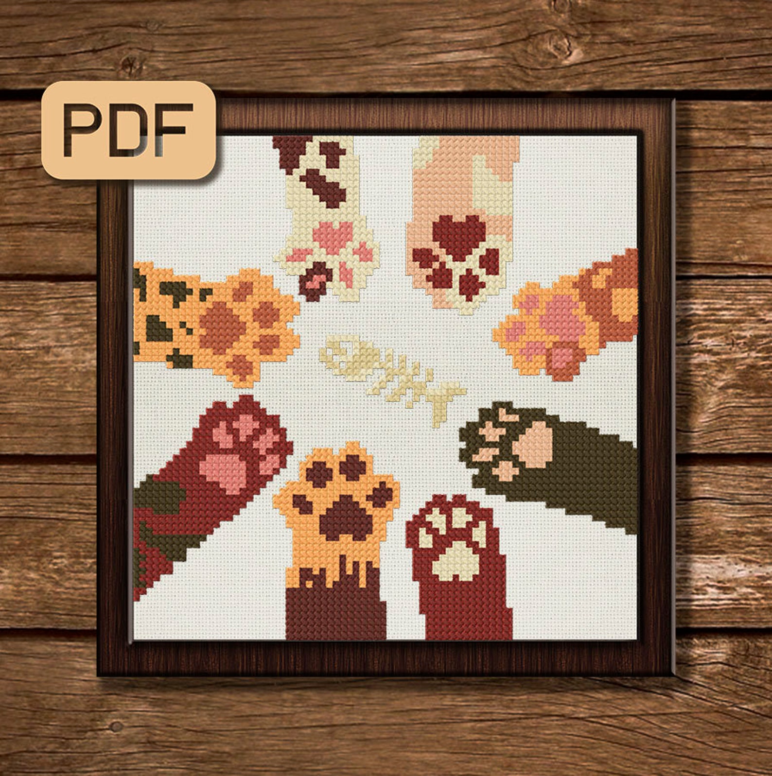 Cat paws cross stitch pattern Funny needlepoint Easy cross | Etsy