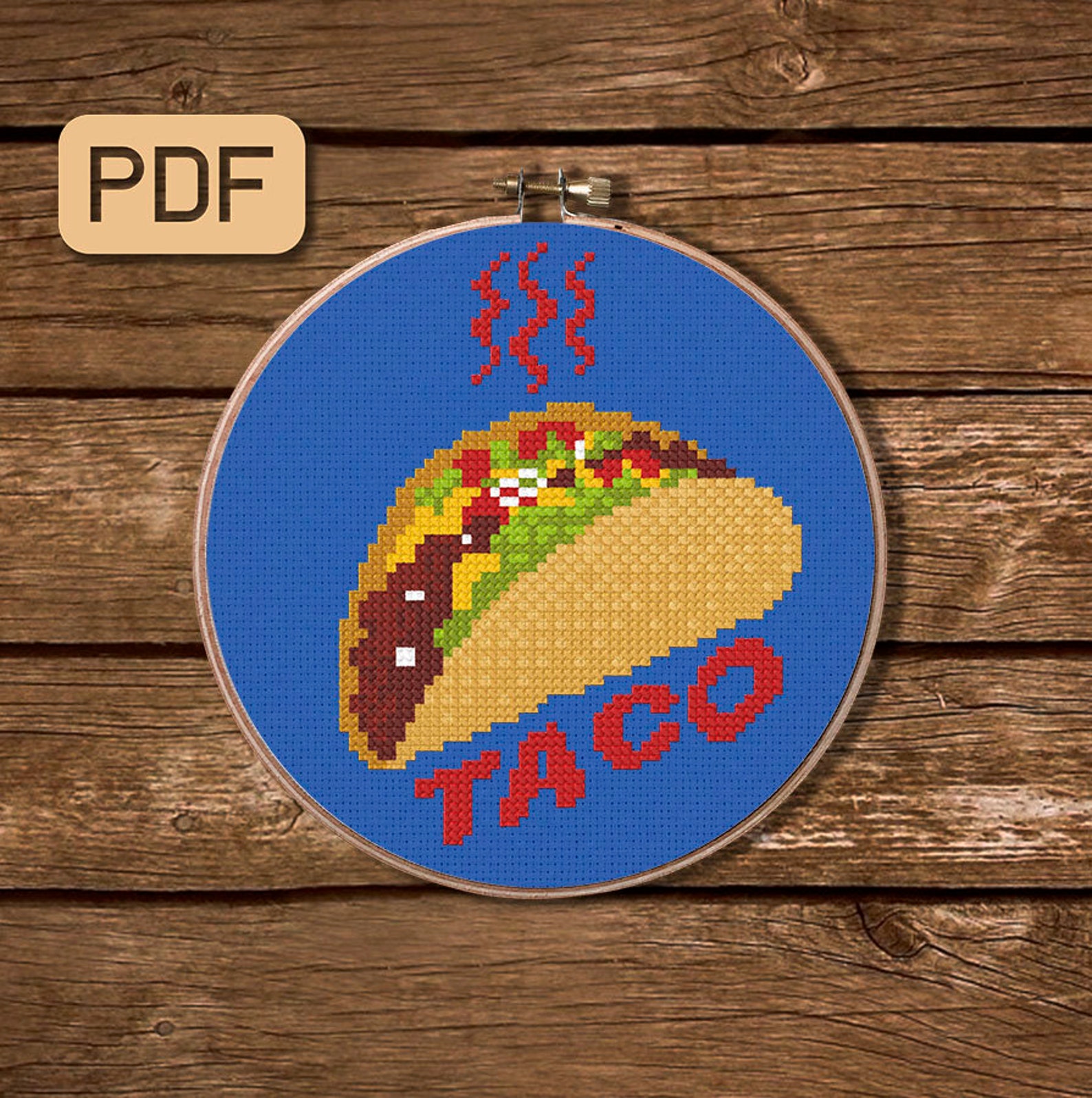 Taco Cross Stitch Pattern Mexican Food Cross Stitch Pattern - Etsy