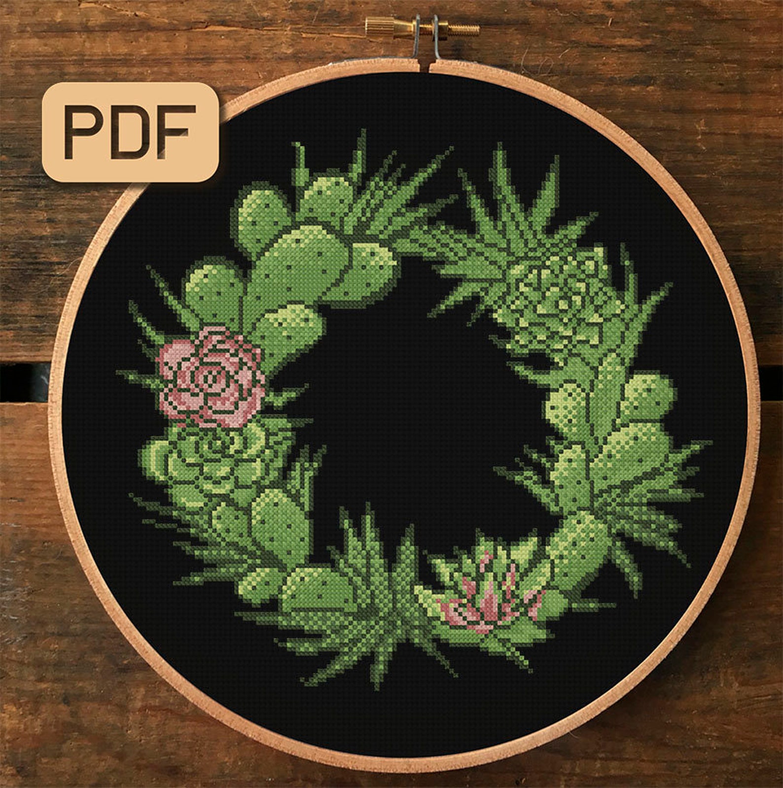 Cactus Border Cross Stitch Pattern Succulent Needlepoint Pdf - Etsy