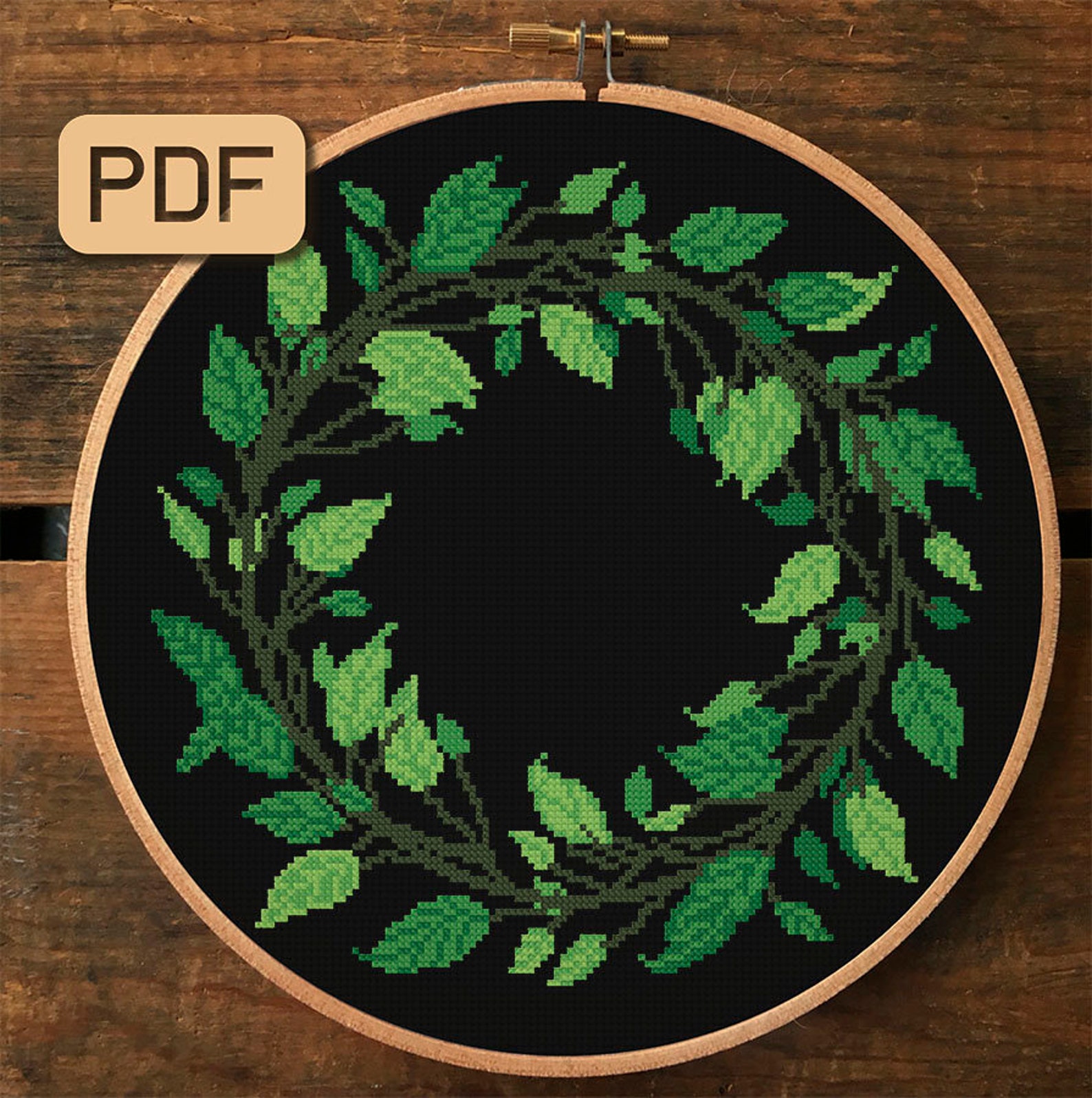 Leaf Border Cross Stitch Pattern Leaf Wreath Needlepoint Pdf - Etsy