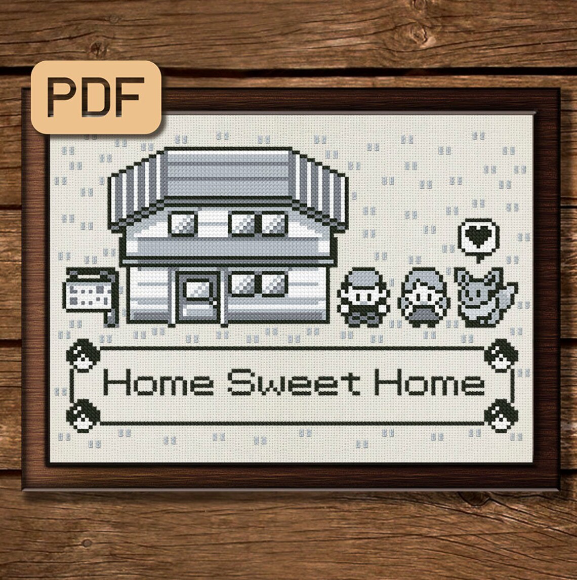 Pokemon Home Sweet Home Cross Stitch Pattern PDF Eevee - Etsy