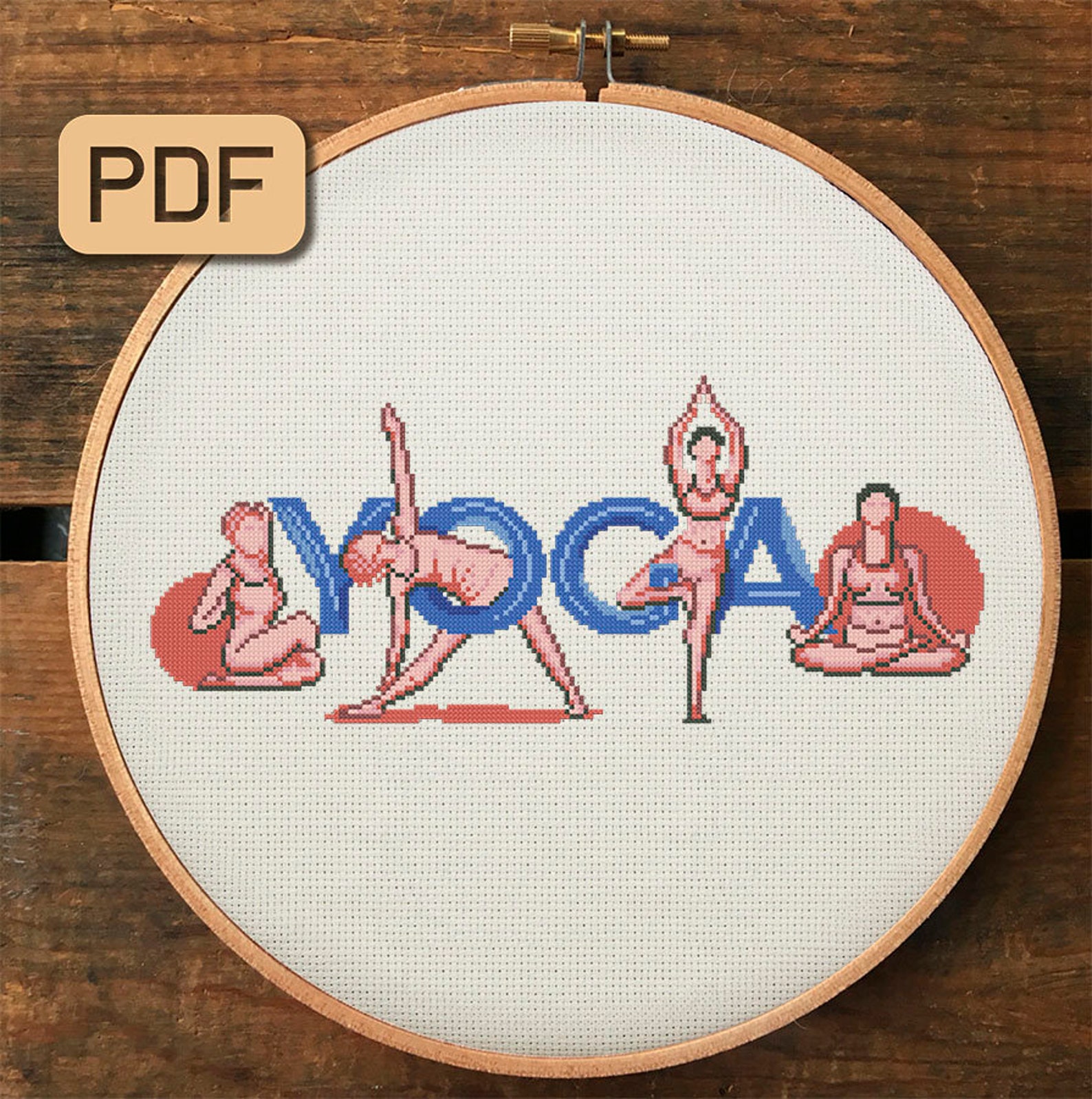 Yoga Cross Stitch Pattern Yoga Pose Cross Stitch Pattern PDF | Etsy