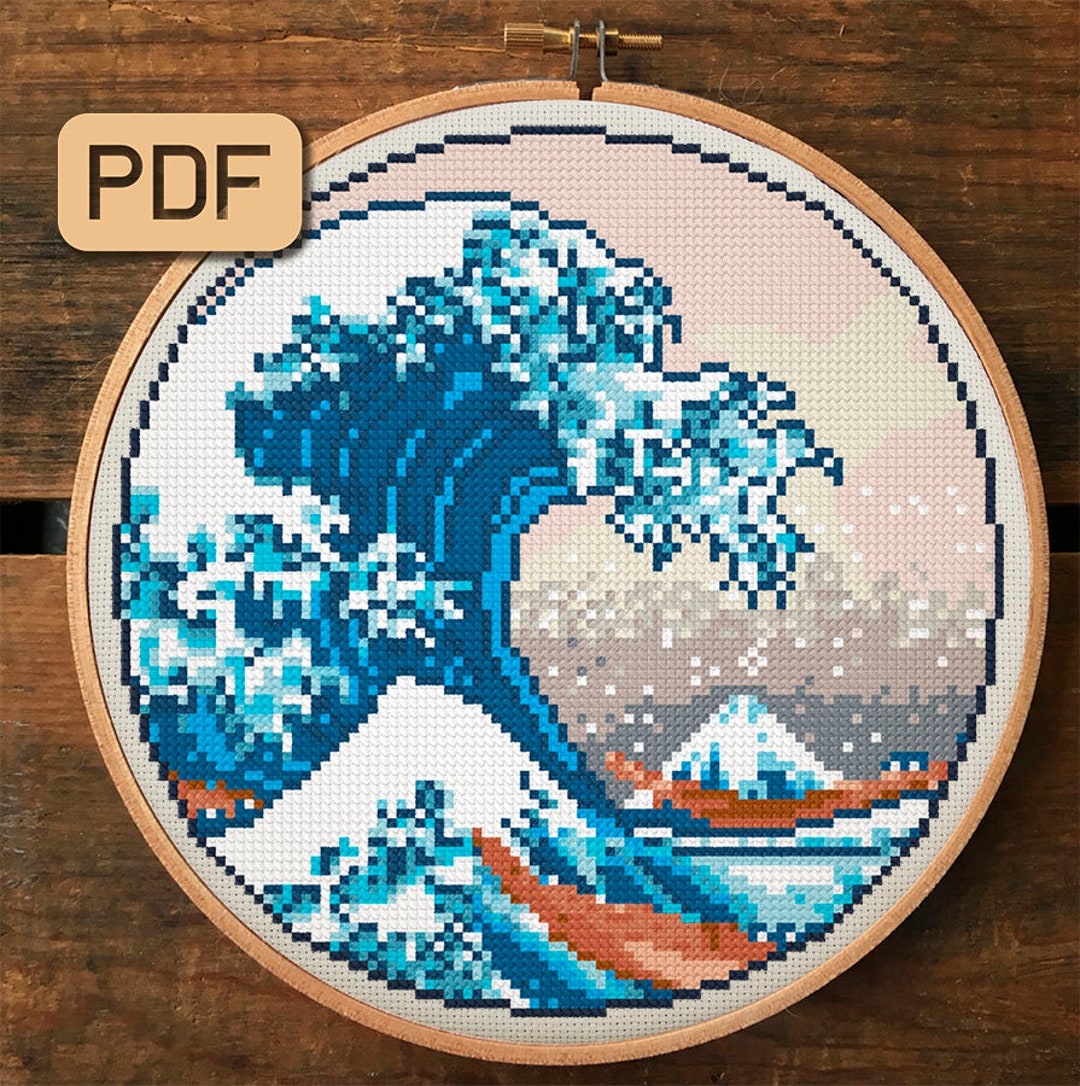 Great Wave off Kanagawa Cross Stitch Pattern Easy Needlepoint Artwork ...