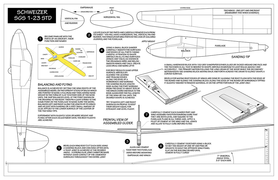 Chuck/hand-launch Semi-scale Schweizer SGS 1-26B A or C Early Round ...
