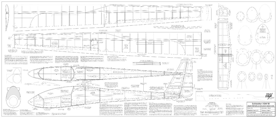 Schleicher ASW-15 1968 Vintage 1:5 Scale 3m 118 Balsa and Plywood ...