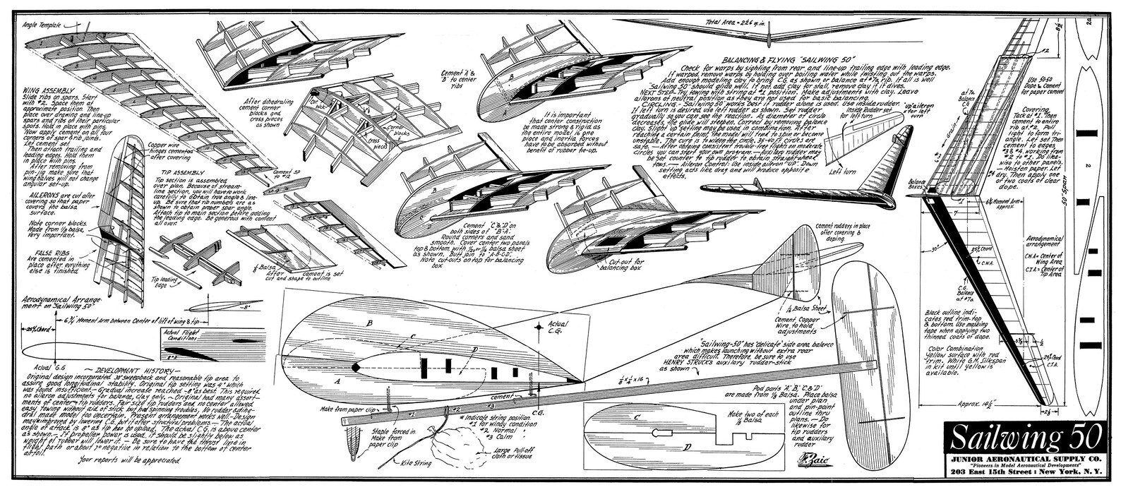 Jasco Sailwing 100 SAM Balsa Tow-line Two-page Plan Enlargement TMRC ...