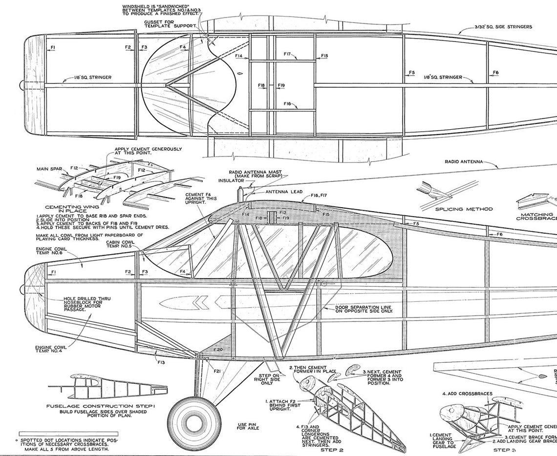Digital Plan Only 22x 34 Piper Cub Cruiser 40 Inch Span Rubber or ...