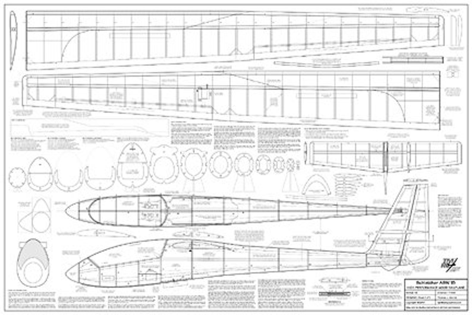 Schleicher ASW-15 1968 1:6 Scale 2.4m 98 Laser Cut Balsa and Ply RC ...