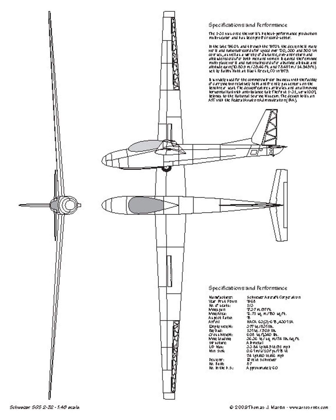 Schweizer SGS 2-32 Sailplane Trainer Vintage and Classic History and 3 ...