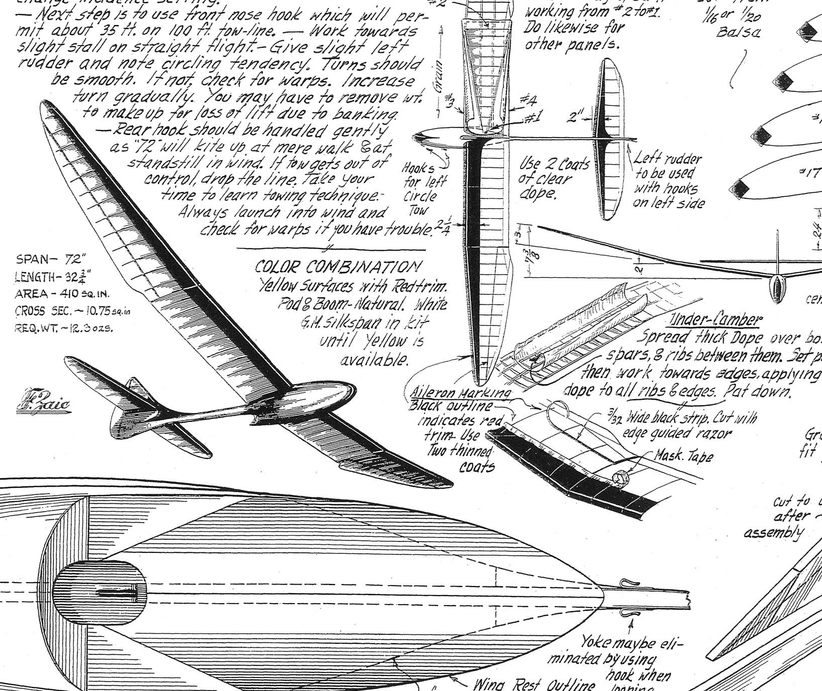 Jasco Thermic 72 Classic Balsa Tow-line Glider Partial Kit With Parts ...