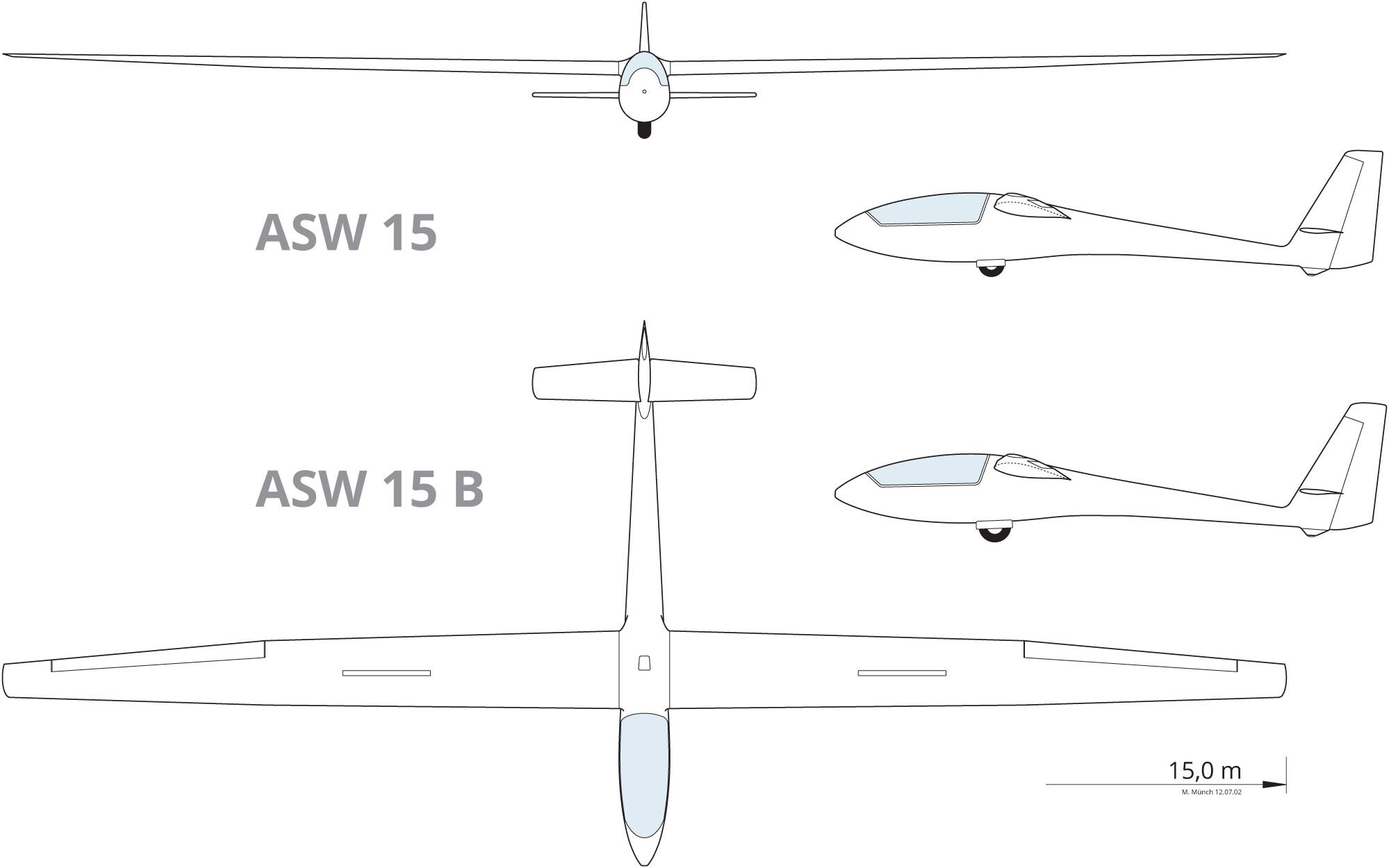 Schleicher ASW-15 1968 Vintage 1:5 Scale 3m 118 Balsa and Plywood ...