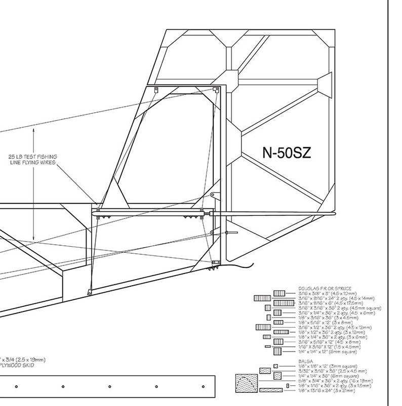 Schweizer SGP 1-1 Primary Trainer 1:3 Scale 128.4 Span Plans, 3 Sheets ...