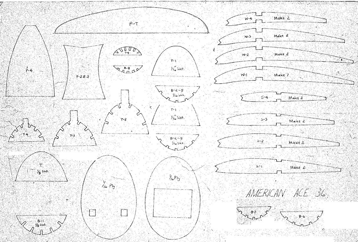 Digital Berkeley American Ace 36 Span Balsa Model Airplane Plans With ...