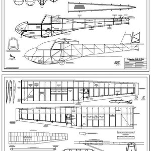 Plans Schweizer SGS 2-33A Vintage 1:8 Scale 1.9m 76.5 Balsa and Plywood ...
