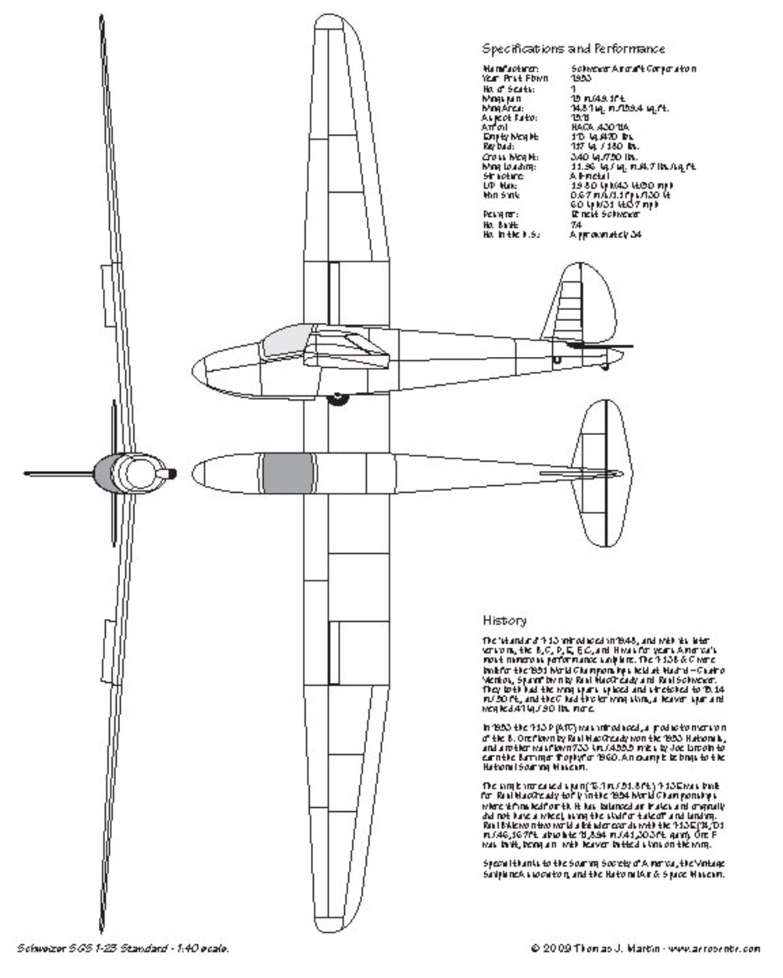 Schweizer SGS 1-23 Standard Sailplane/glider Vintage and Classic ...