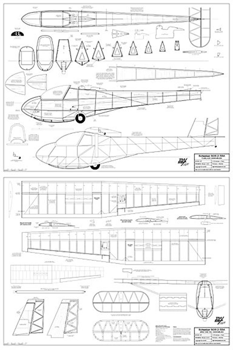 Schweizer SGS 2-33A Laser Cut Partial Kit 1:8 Scale 1.9 Meter Span ...