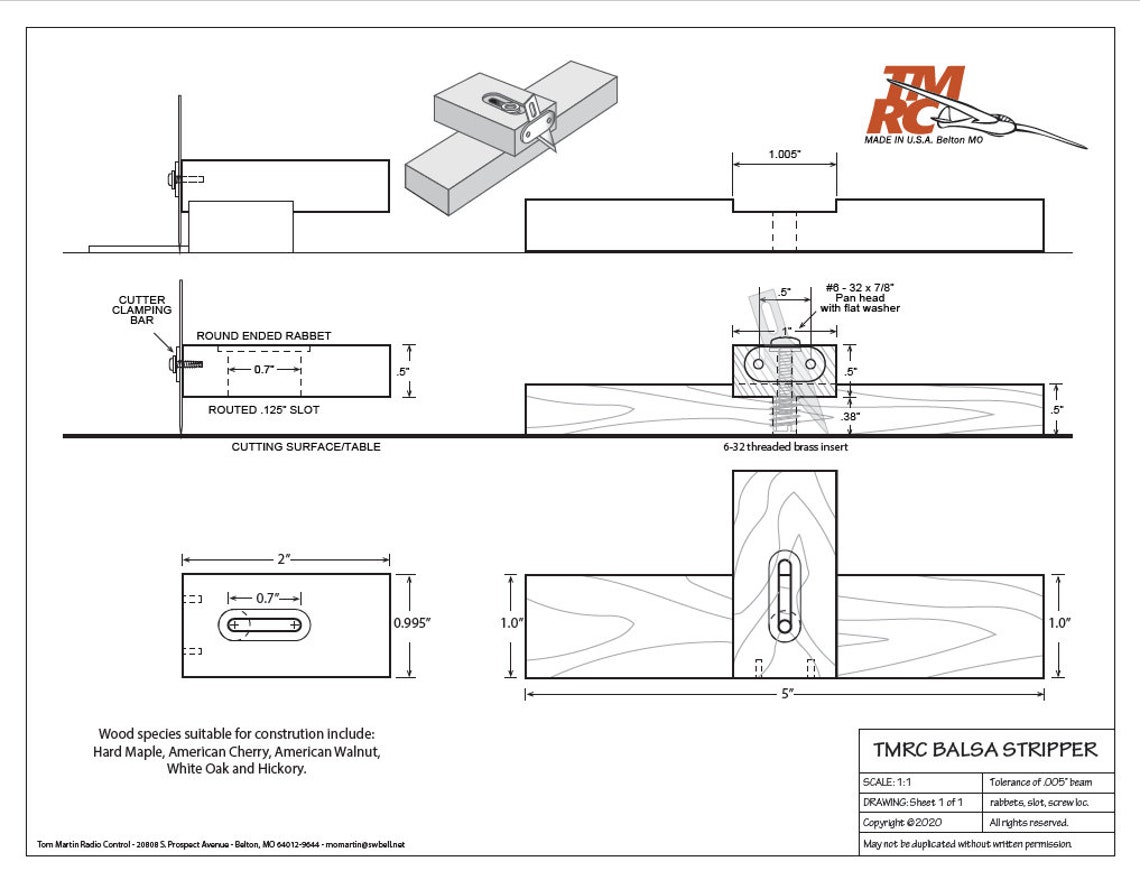 Balsa Stripper Hardwood Kit With Hardware TMRC Tom Martin - Etsy