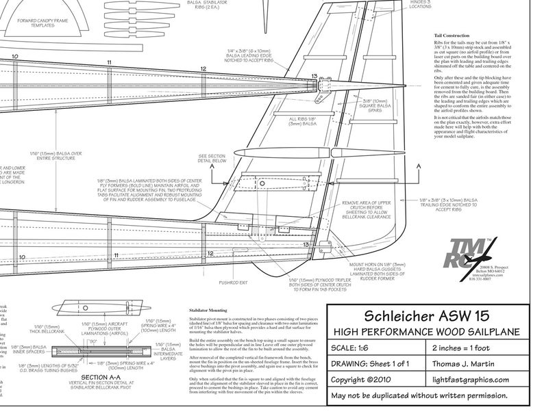 Schleicher ASW-15 1968 Vintage 1:6 Scale 2.4m 98 Balsa and Plywood ...
