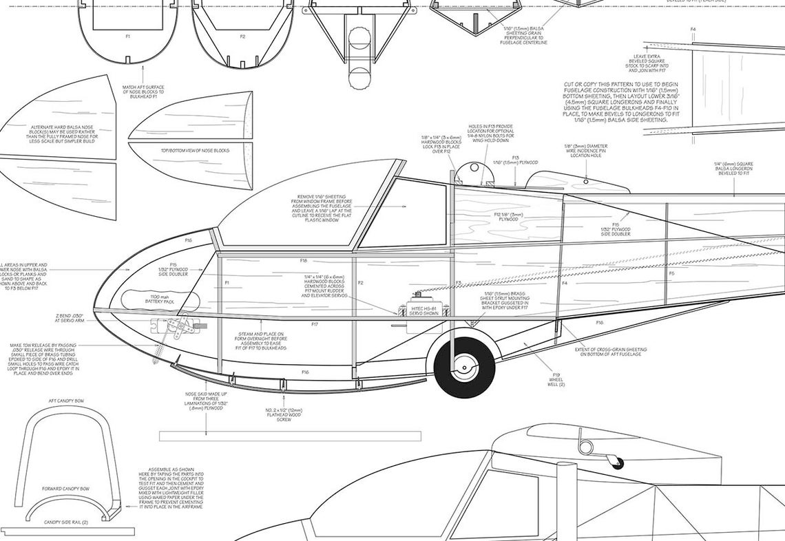 Schweizer SGS 2-33A Trainer 1:5 Scale 2 Sheet PLANS ONLY With - Etsy