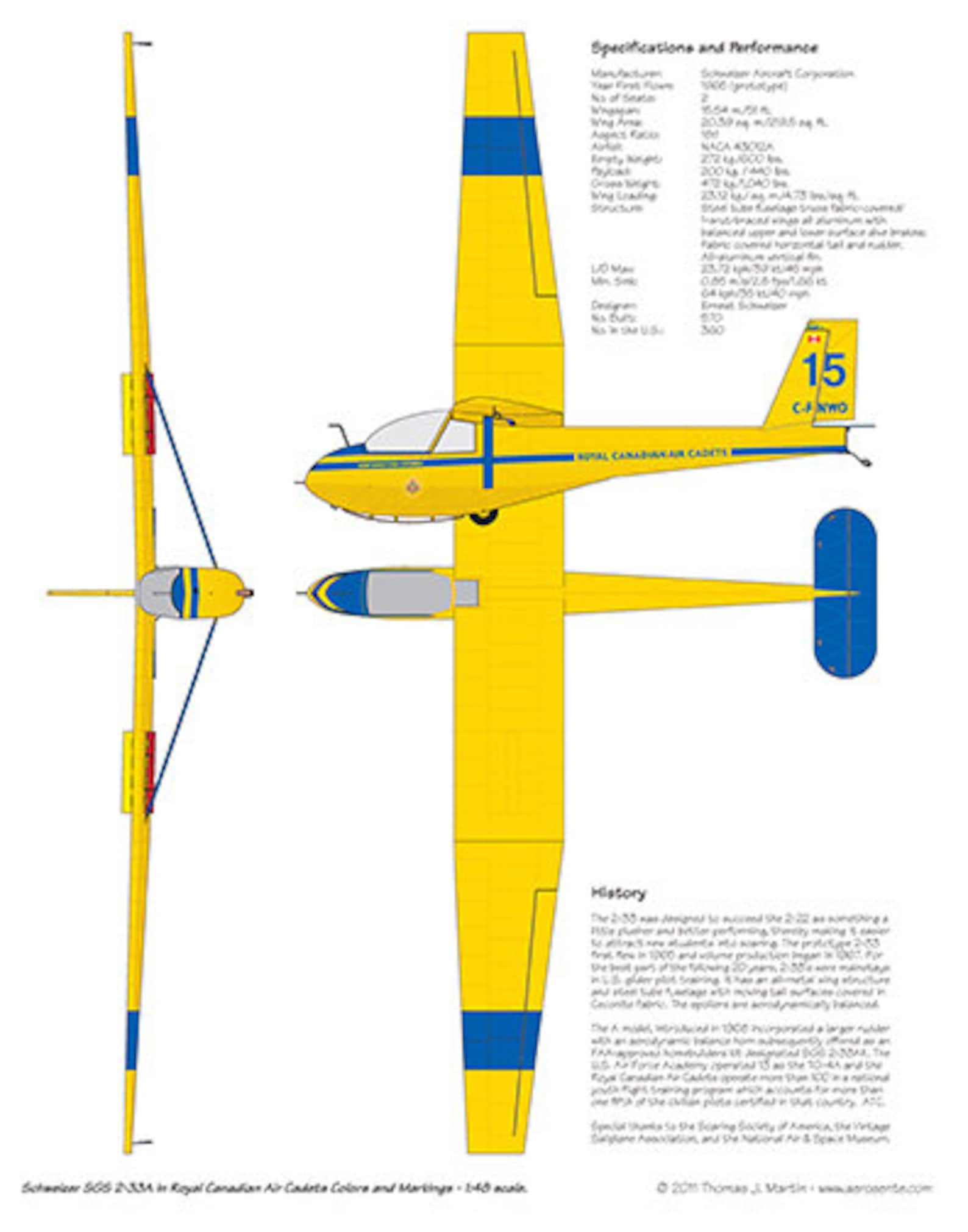 Schweizer SGS 2-33A Trainer 1:5 Scale 2 Sheet PLANS ONLY With - Etsy