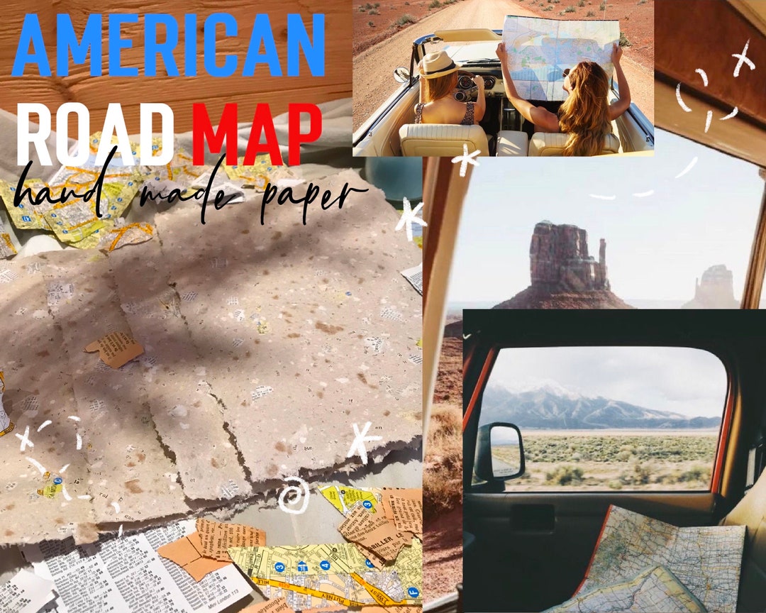 US Road Maps, Hand Made, Recycled Paper / Paper for Painting, Writing ...