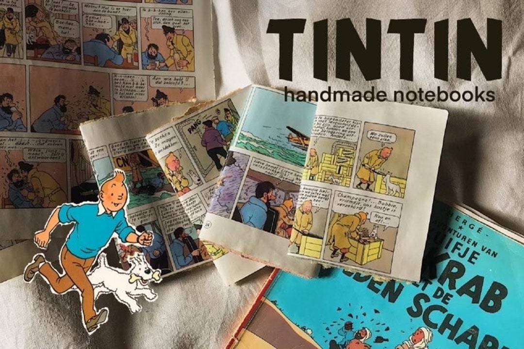 Tintin Milou Notebook/ Handmade Paper Notebook / A6 Notebook ...