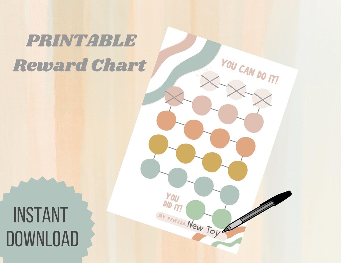 Printable Reward Chart for Kids, Sticker Chart, Prize Chart, Reward ...