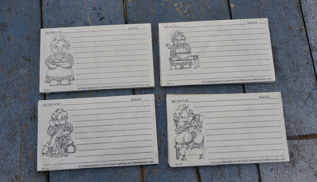 Vintage Recipe Card Sets. "kitchen Business" Grandma in the Kitchen ...