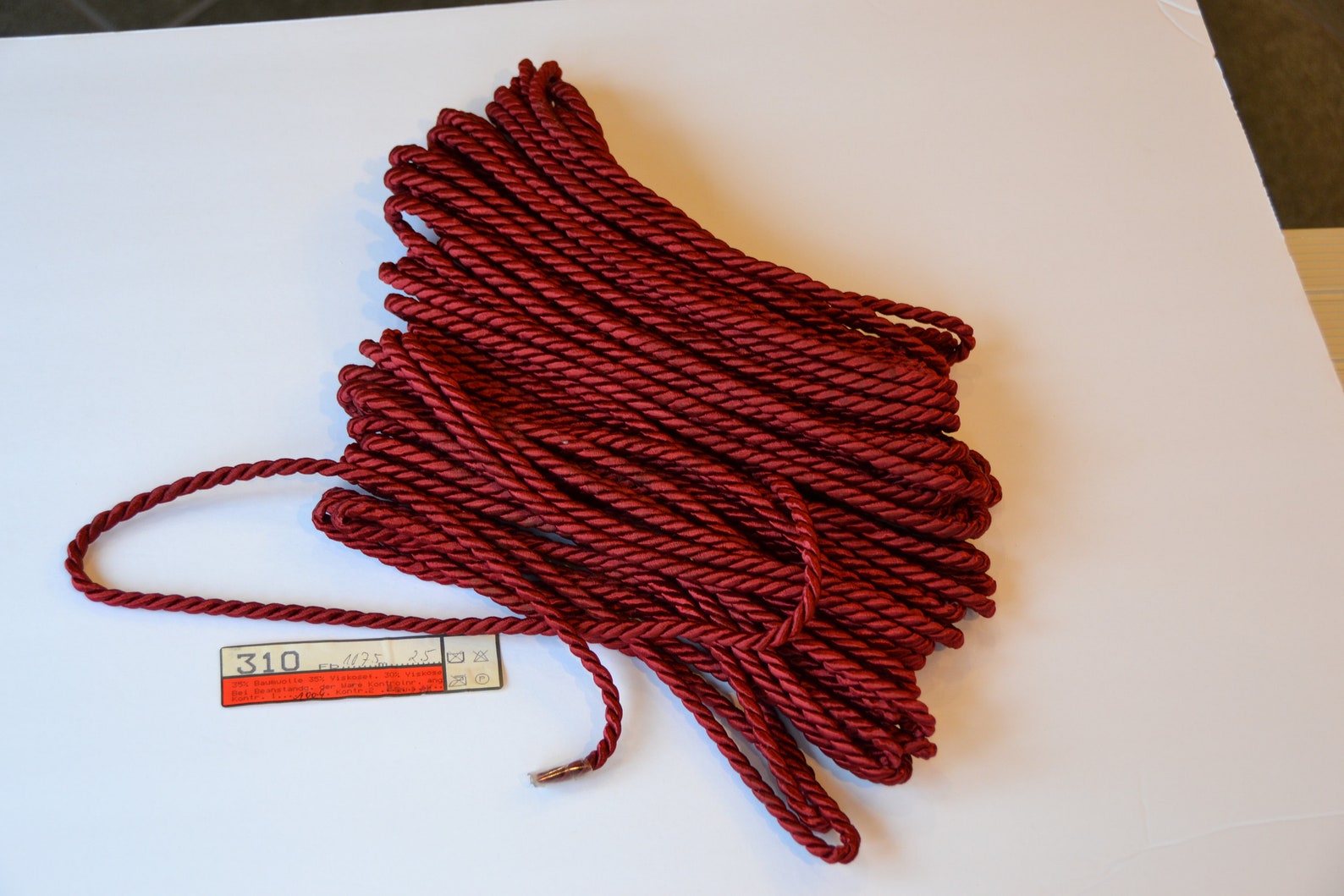 Buy 5 Yards Vintage Lip Cording 1/4 Red, Burgundy Braided, 65/35 ...