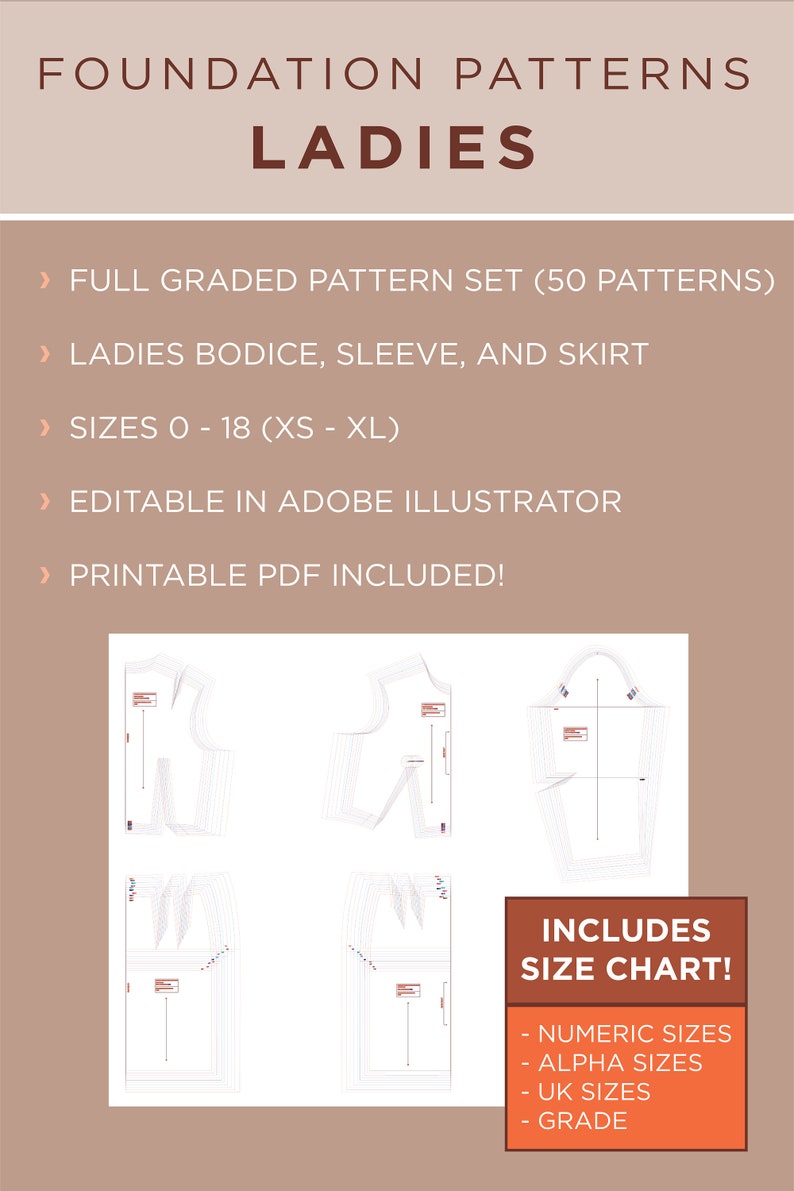 Basic Block Pattern Bundle / Foundation Patterns / Ladies | Etsy