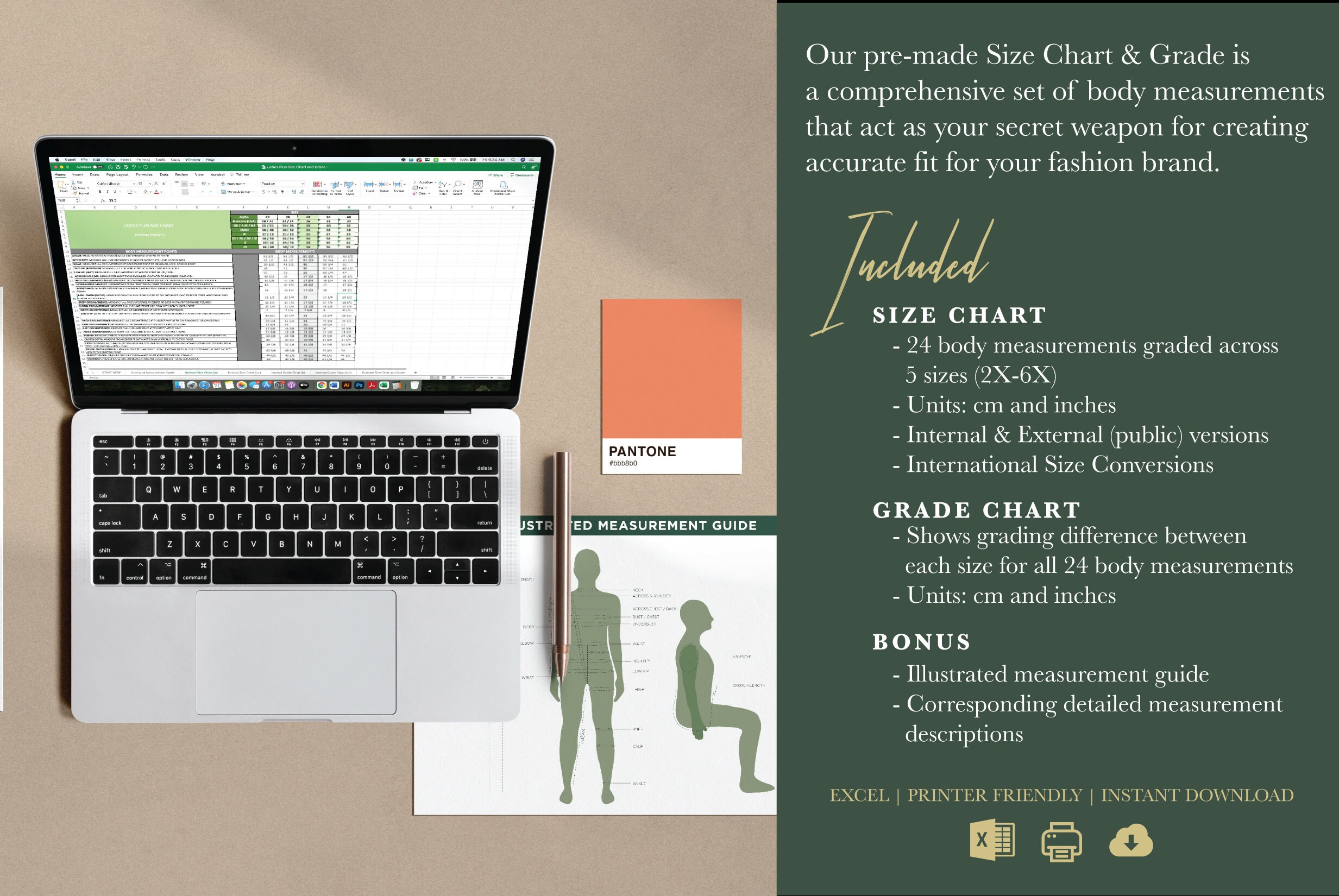 Ladies Plus Size Chart and Grade / Plus Size Chart / Ladies Size Chart ...