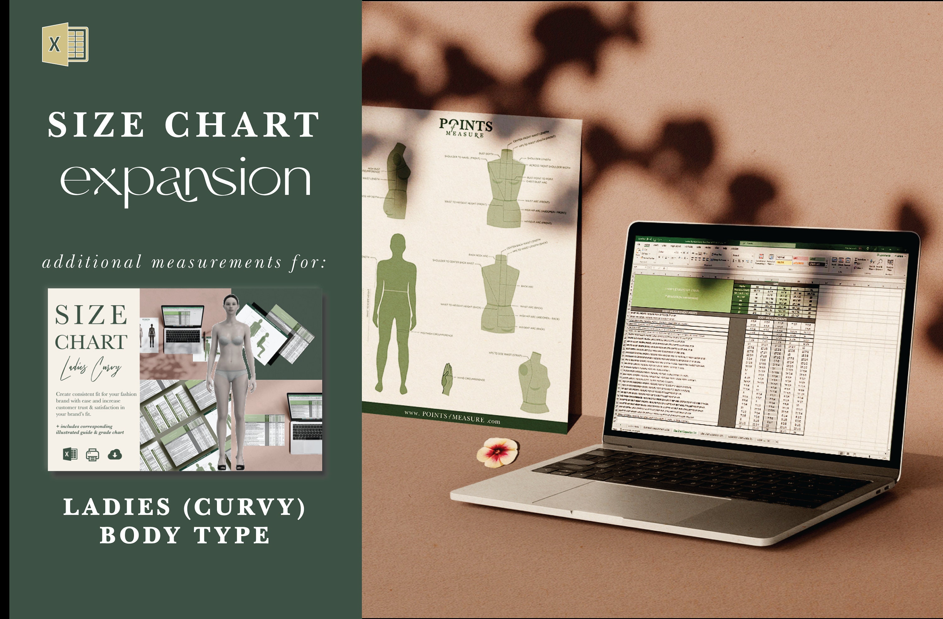 Size Chart Expansion: Ladies Curvy / Patternmaking Size Chart / Ladies ...