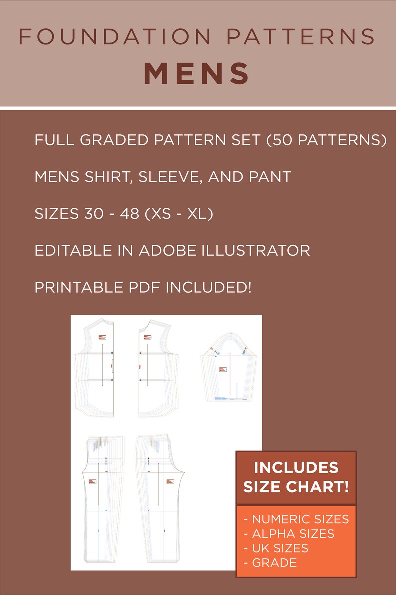 Basic Block Pattern Bundle / Foundation Patterns / Mens Style | Etsy