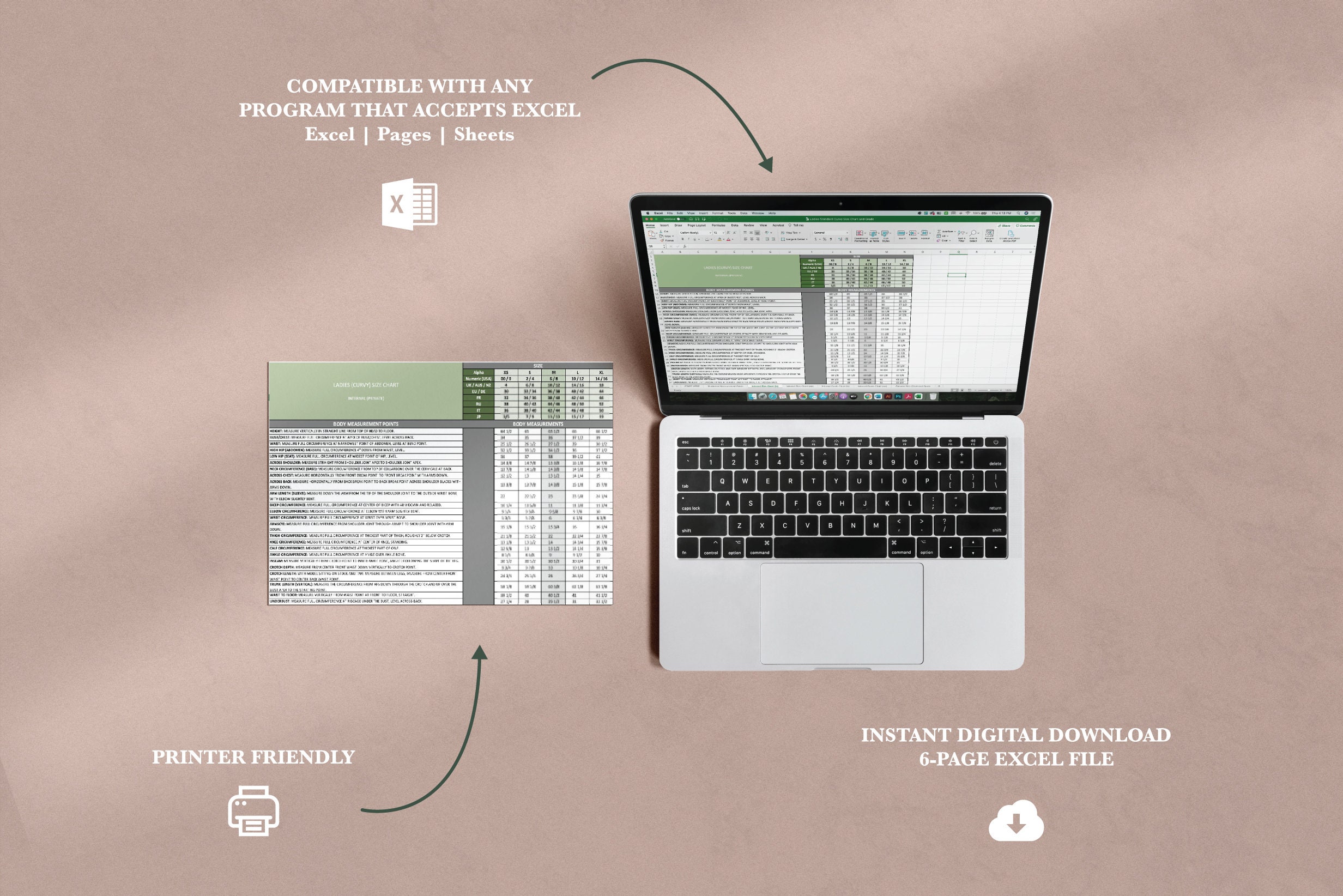 Ladies Curvy Size Chart and Grade / Standard Size Chart / Ladies Size ...