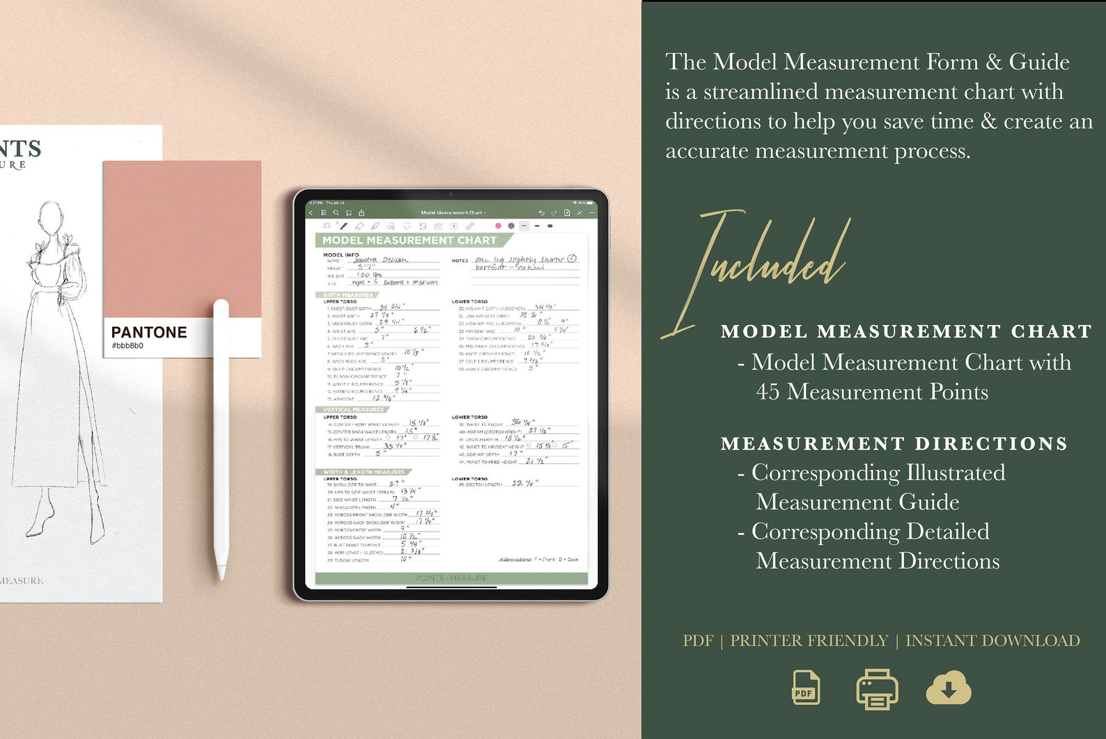 Model Measurement Form Guide | How to Measure a Model | Size Chart ...
