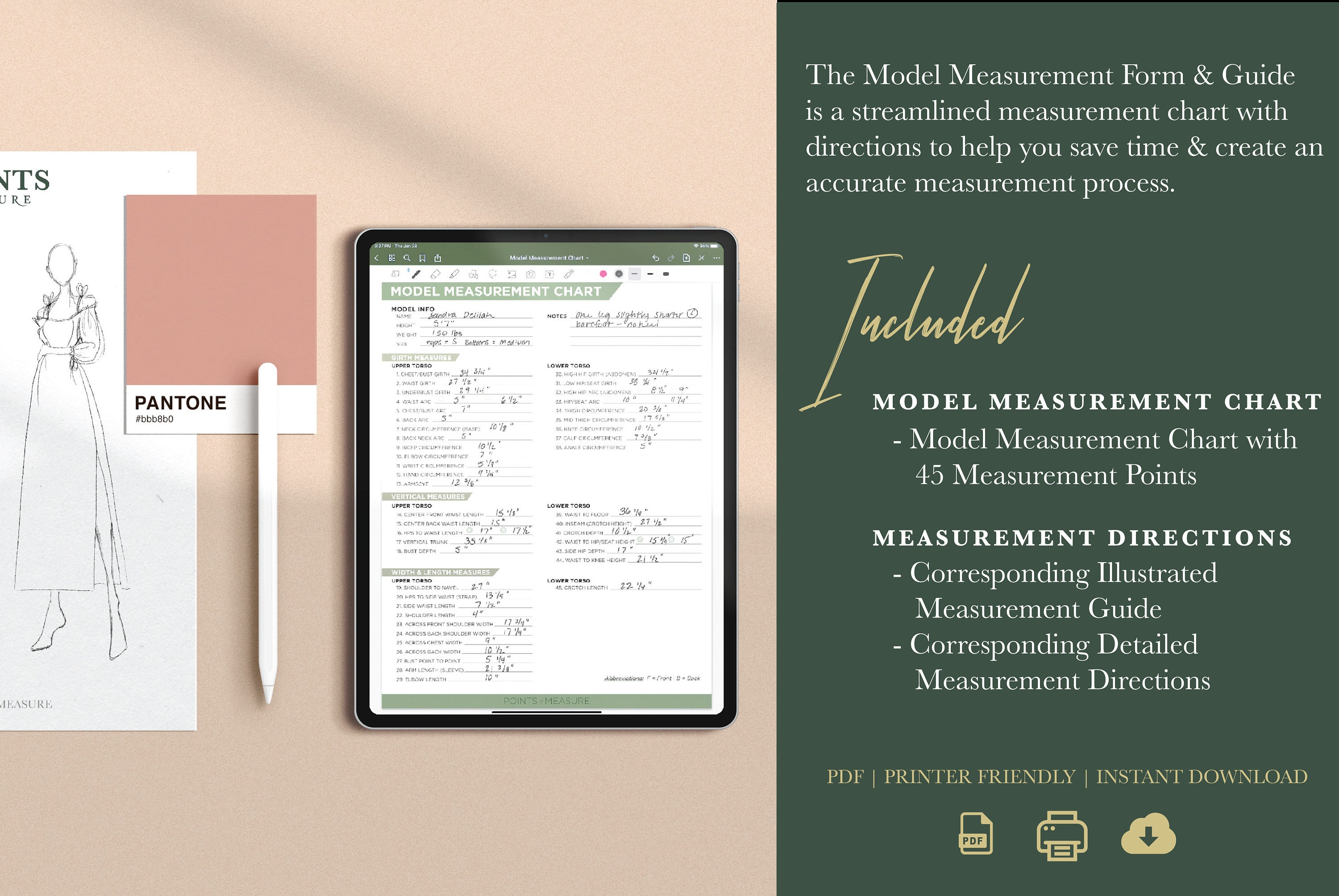 Model Measurement Form Guide | How to Measure a Model | Size Chart ...