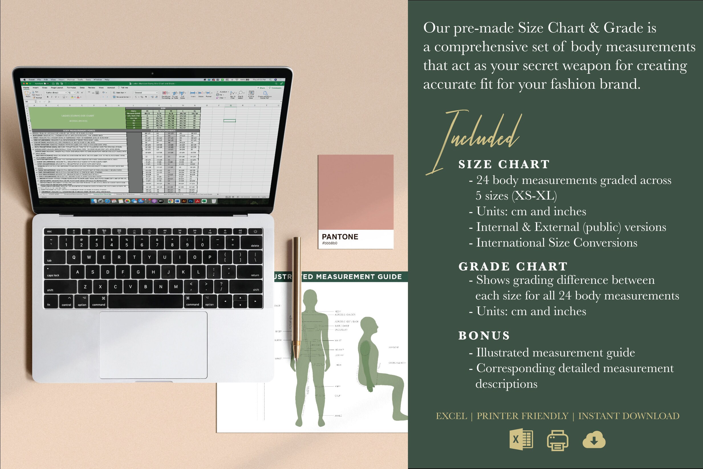 Ladies Curvy Size Chart and Grade / Standard Size Chart / Ladies Size ...