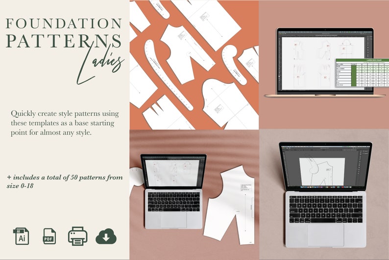 Basic Block Pattern Bundle / Foundation Patterns / Ladies Style Blocks ...