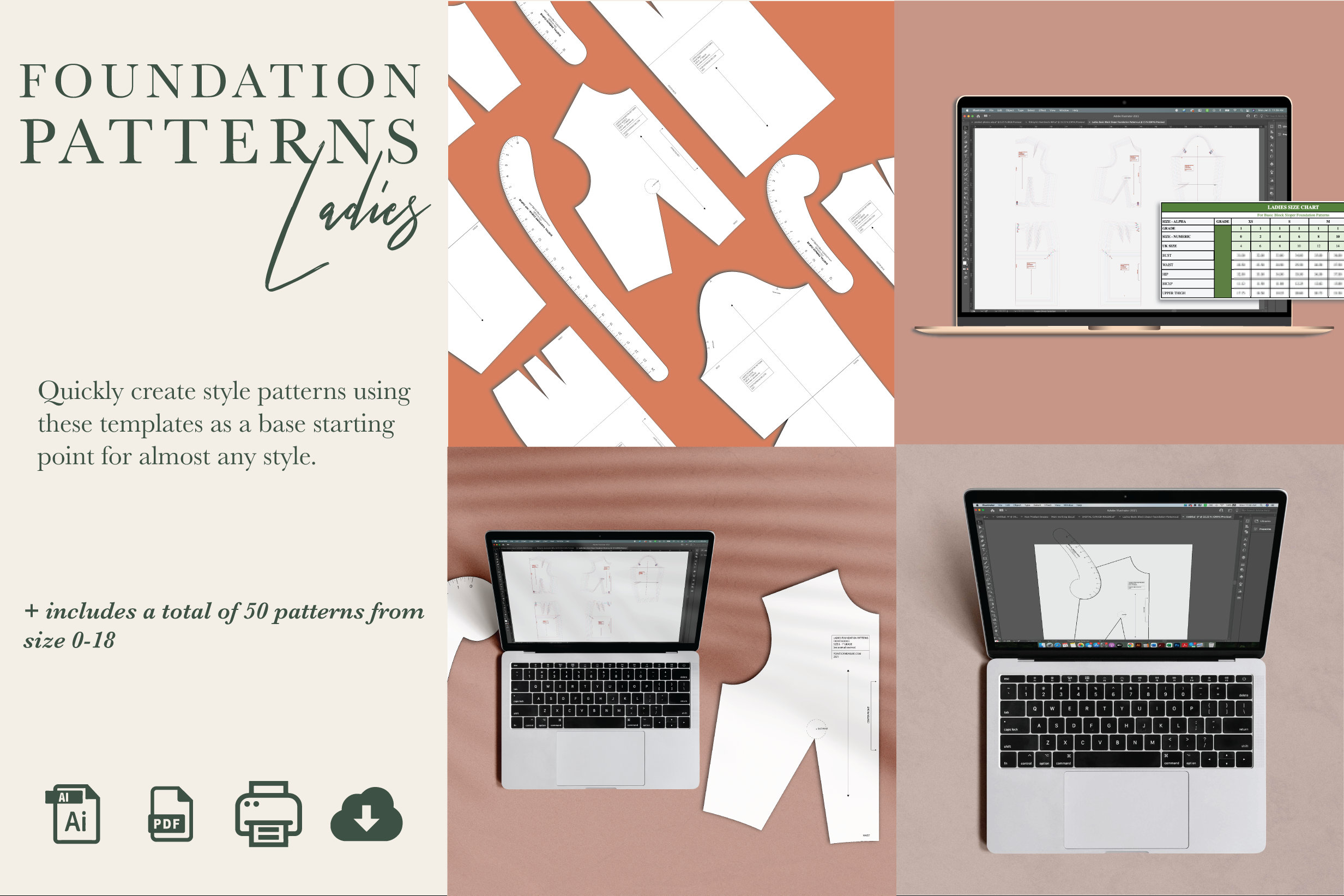 Basic Block Pattern Bundle / Foundation Patterns / Ladies Style Blocks ...