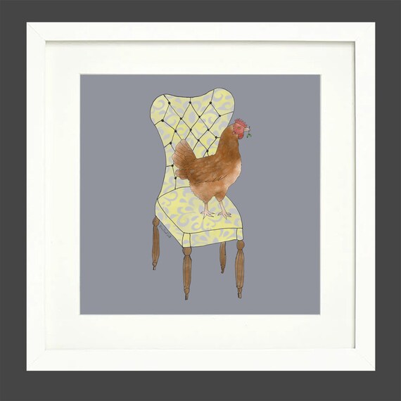 Illustrated Hen Art Print Chicken Art Print Hen Wall Art - Etsy