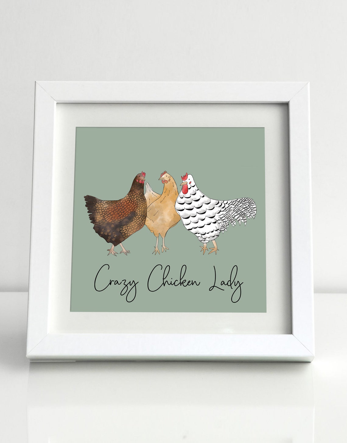 Crazy Mad Chicken Lady Illustrated Hen Art Print Chicken Art - Etsy