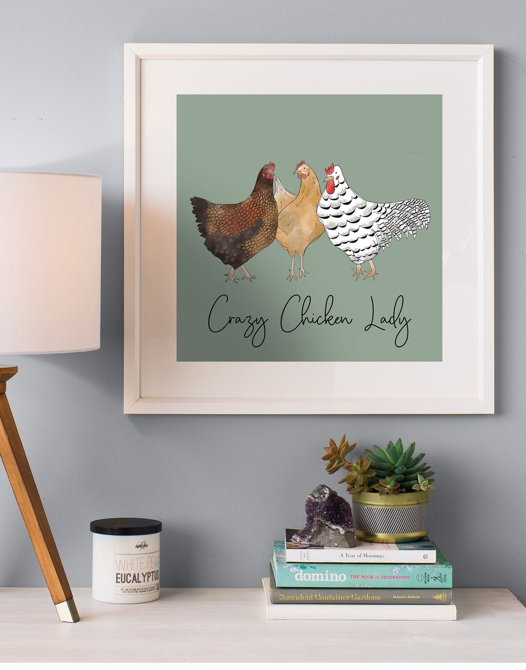 Crazy Mad Chicken Lady Illustrated Hen Art Print Chicken Art - Etsy